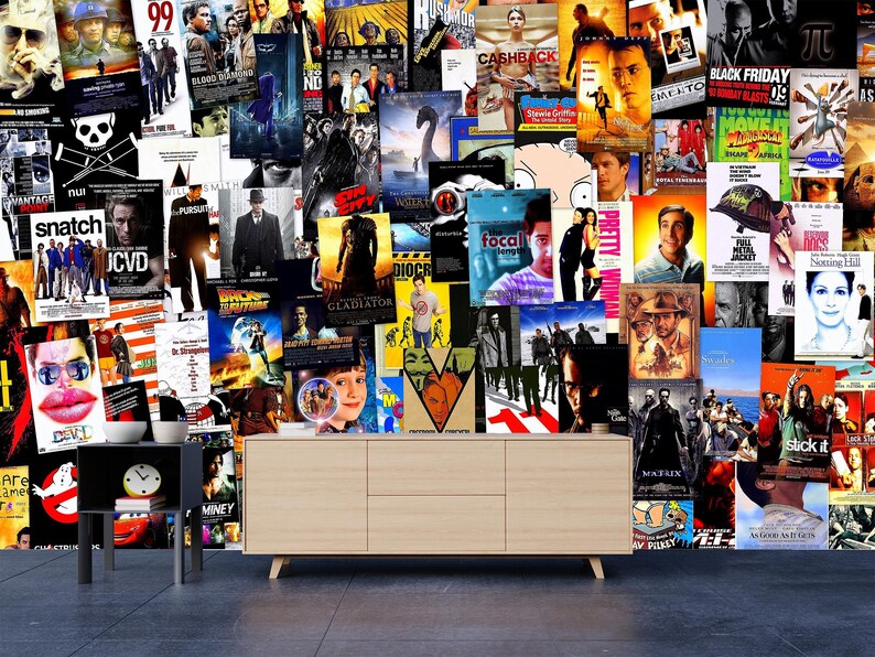 Movie Poster Collage Wallpaper: Famous Film Photo Wall Art, Peel and ...