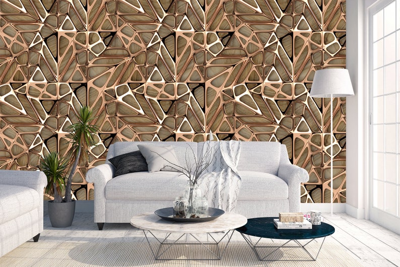 Luxury Wallpaper, Wood and Gold, Big Print Wallpaper, Abstract ...