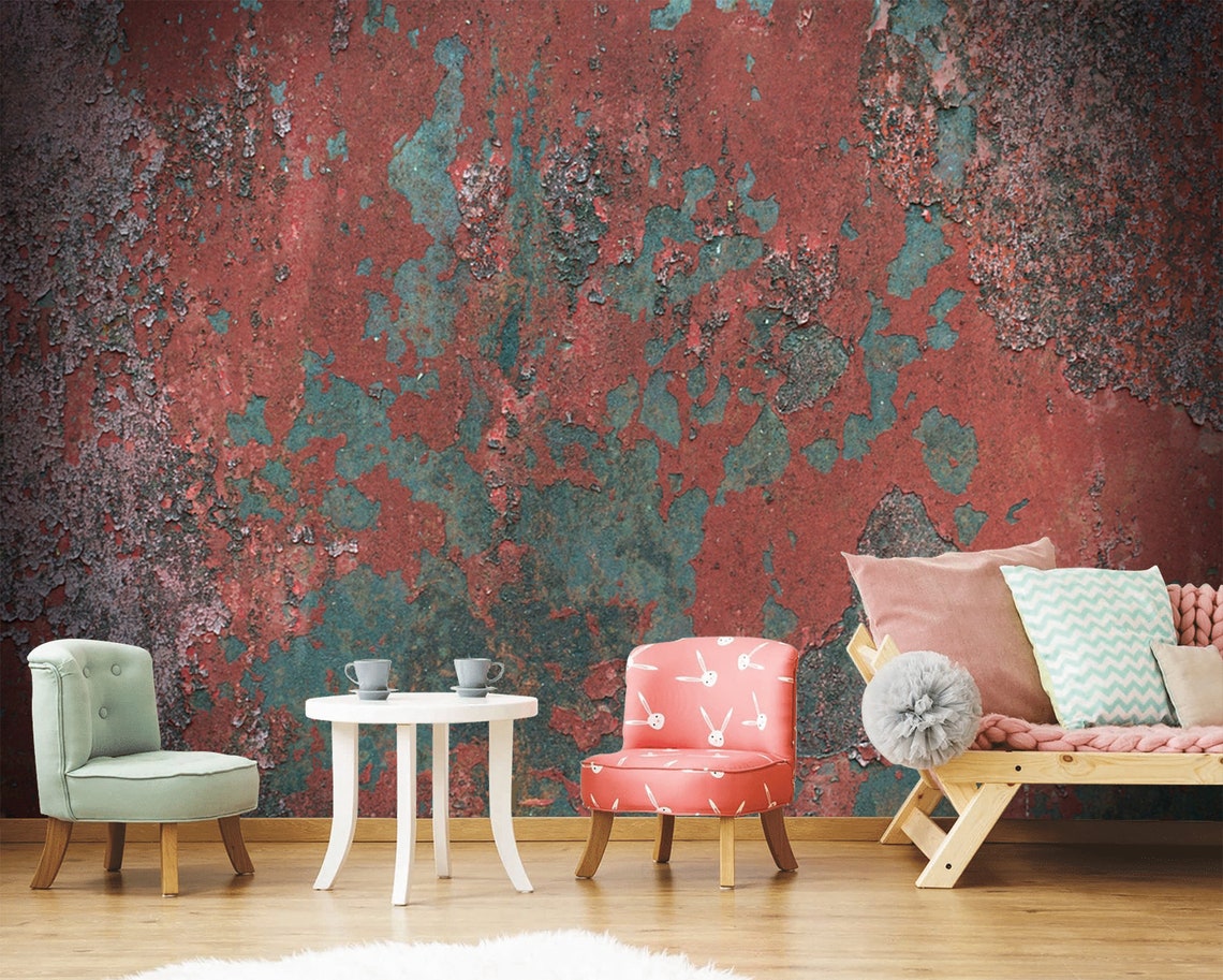 Red Oxide Metal Texture Wallpaper: Rusty Peel and Stick Mural - Etsy