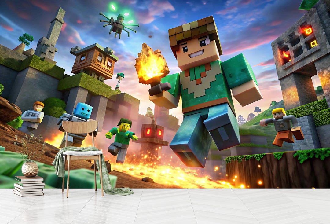 Pixel Art Gaming Wall Mural: Kids Bedroom Wallpaper - Etsy