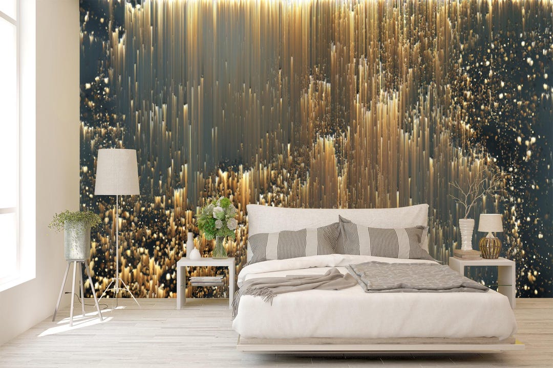 Gold Luxury Wallpaper,gold Strip Wall Design,self-adhesive,peel and ...