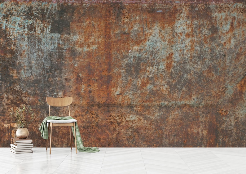 Rusty Metal Wallpaper: Peel and Stick Rust Wall Mural - Etsy