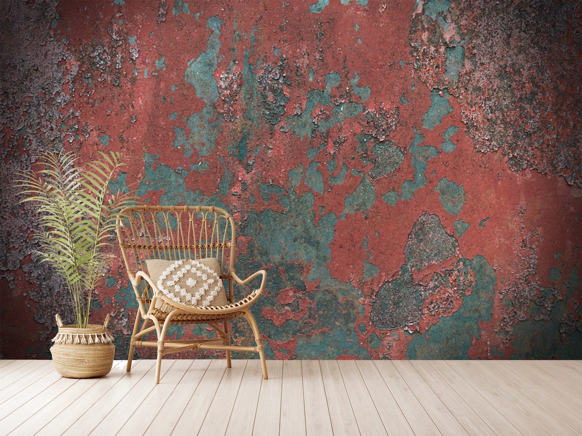 Red Oxide Metal Texture Wallpaper: Rusty Peel and Stick Mural - Etsy