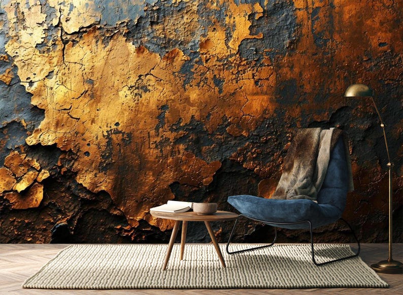 Grunge Texture Mural: Rusty Copper Gold Wallpaper (self-adhesive) - Etsy