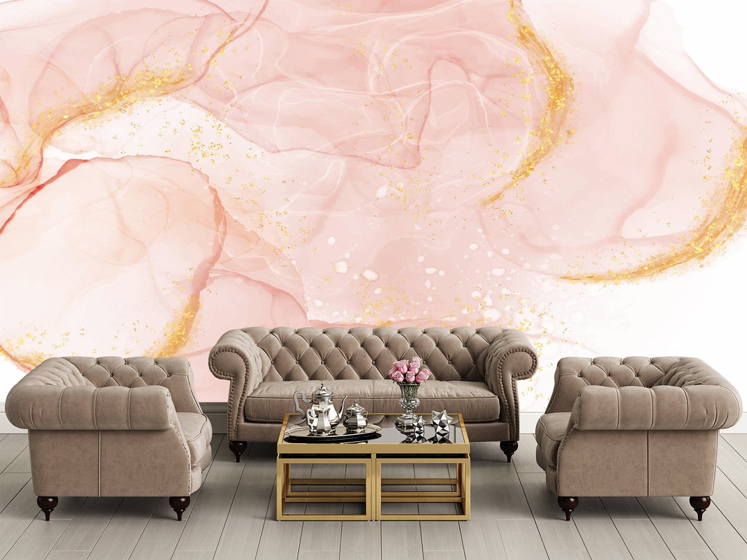 Pink Marble Mural, Marble Wallpaper Peel and Stick, Removable Wallpaper ...