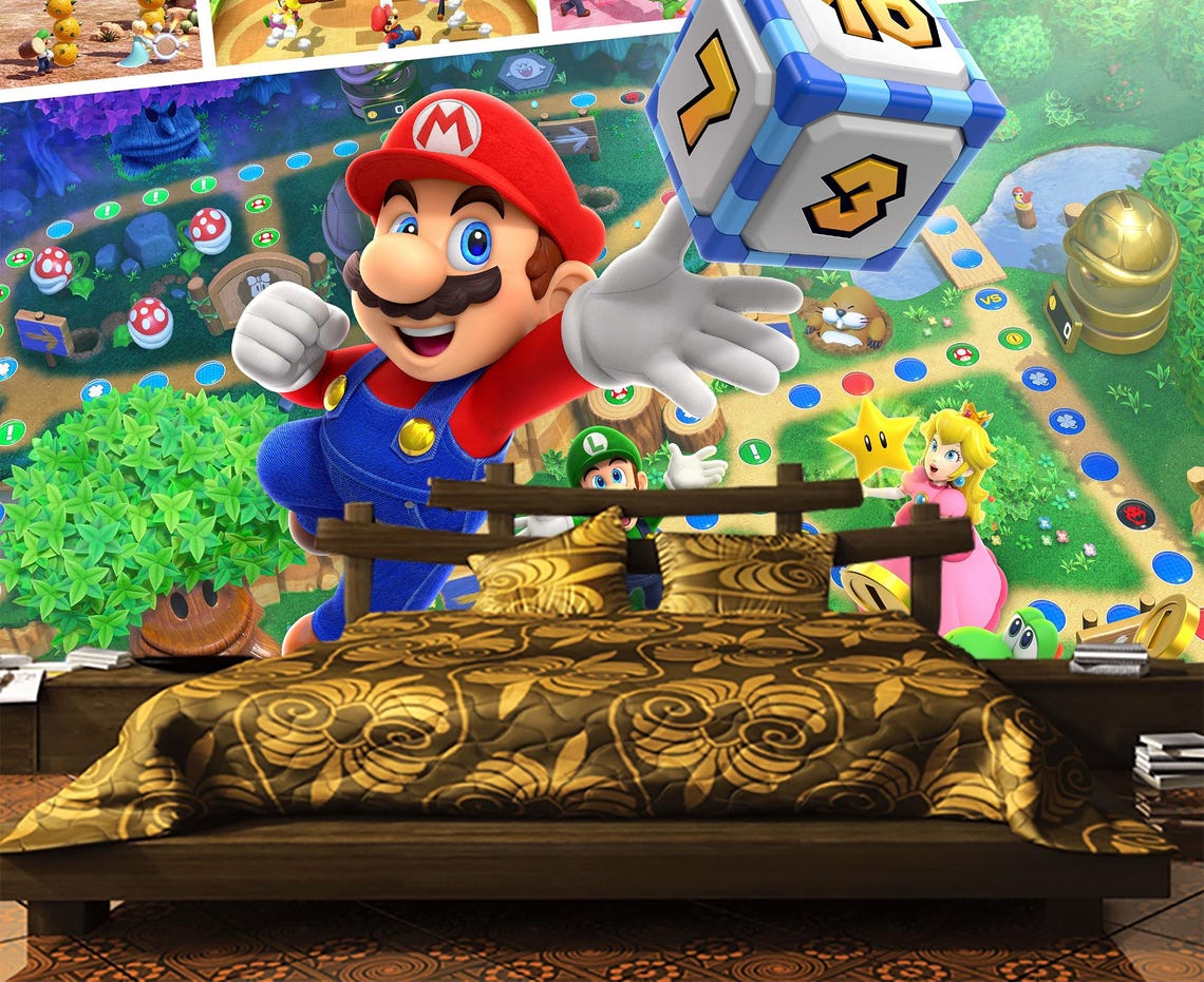 Super Mario Game Room Wallpaper Mural: Self-adhesive Non-woven - Etsy