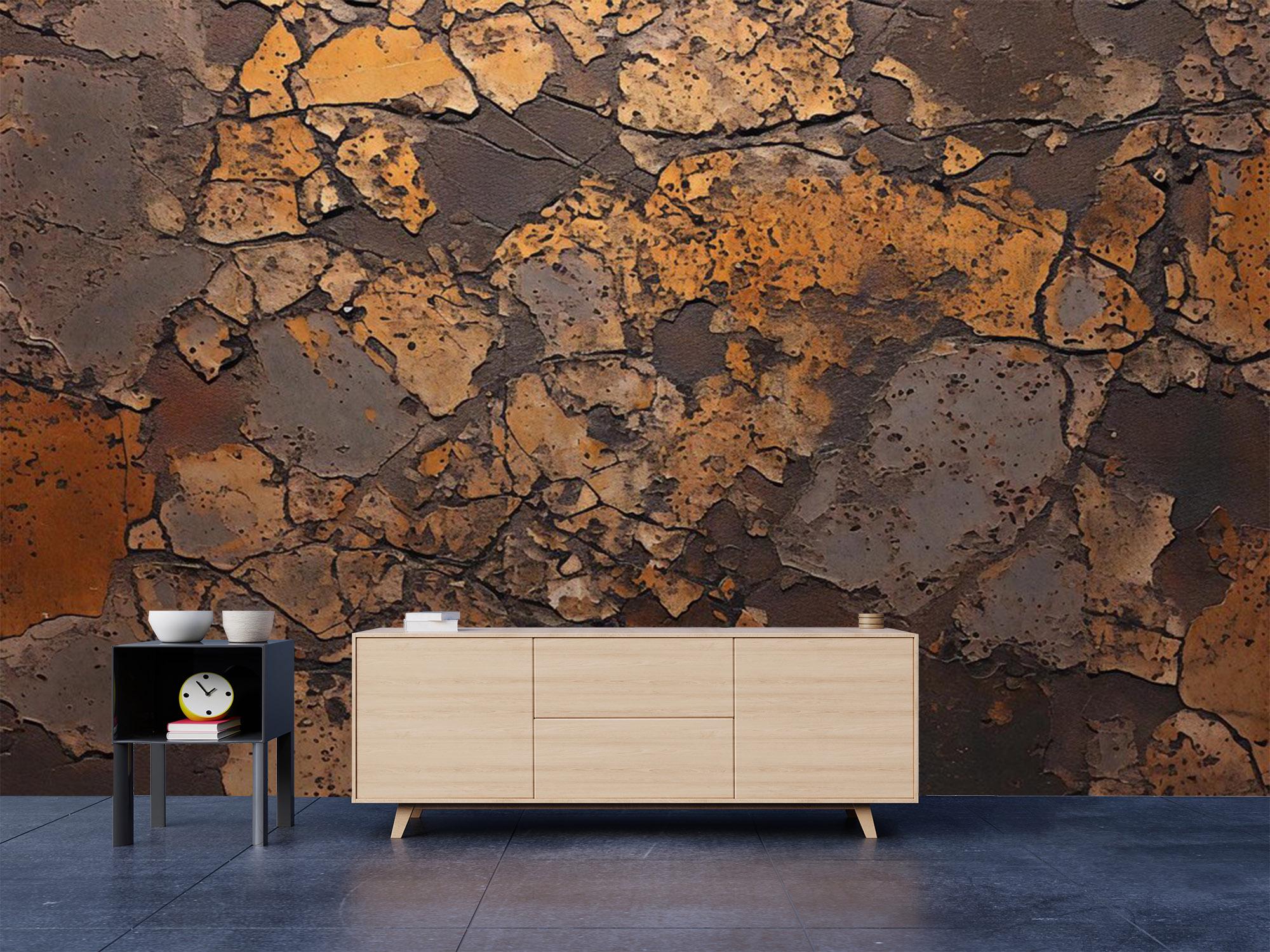 Rusty Copper Metal Wallpaper Peel and Stick Industrial Distress Wall ...