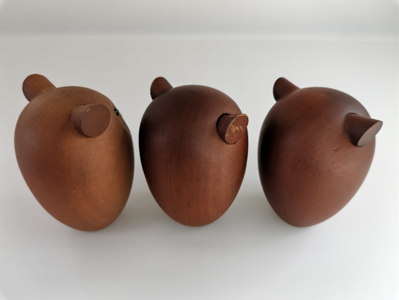 3 Japanese Vintage Wooden Animal Figurines Owl - Etsy