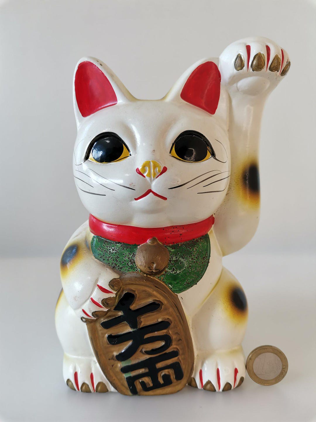 Vintage Japanese Maneki Neko Lucky Cat Ceramic Figurine Hand-painted - Etsy