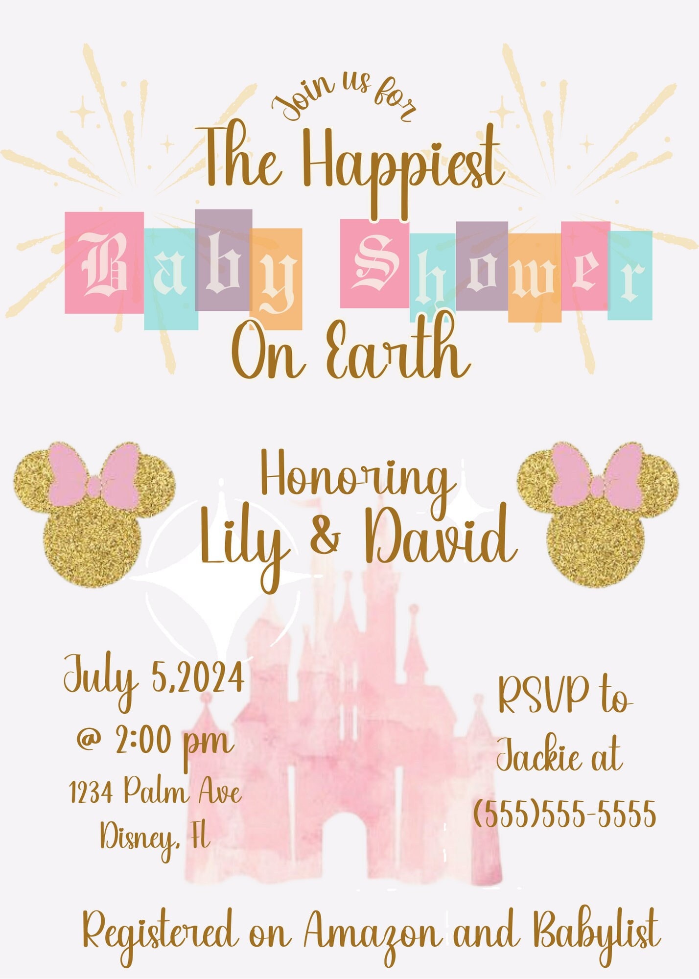 It's a Girl magic Kingdom Baby Shower Invitation Bundle, Disneyland ...