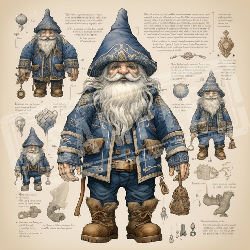 Enchanted Garments: Four Folk Art Digital Prints of a Gnome's Wardrobe ...
