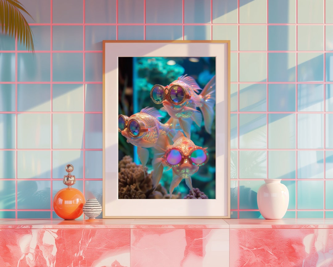 Fish Trio Sprinkle Prints Aquarium Iridescent Digital Prints, Printable ...