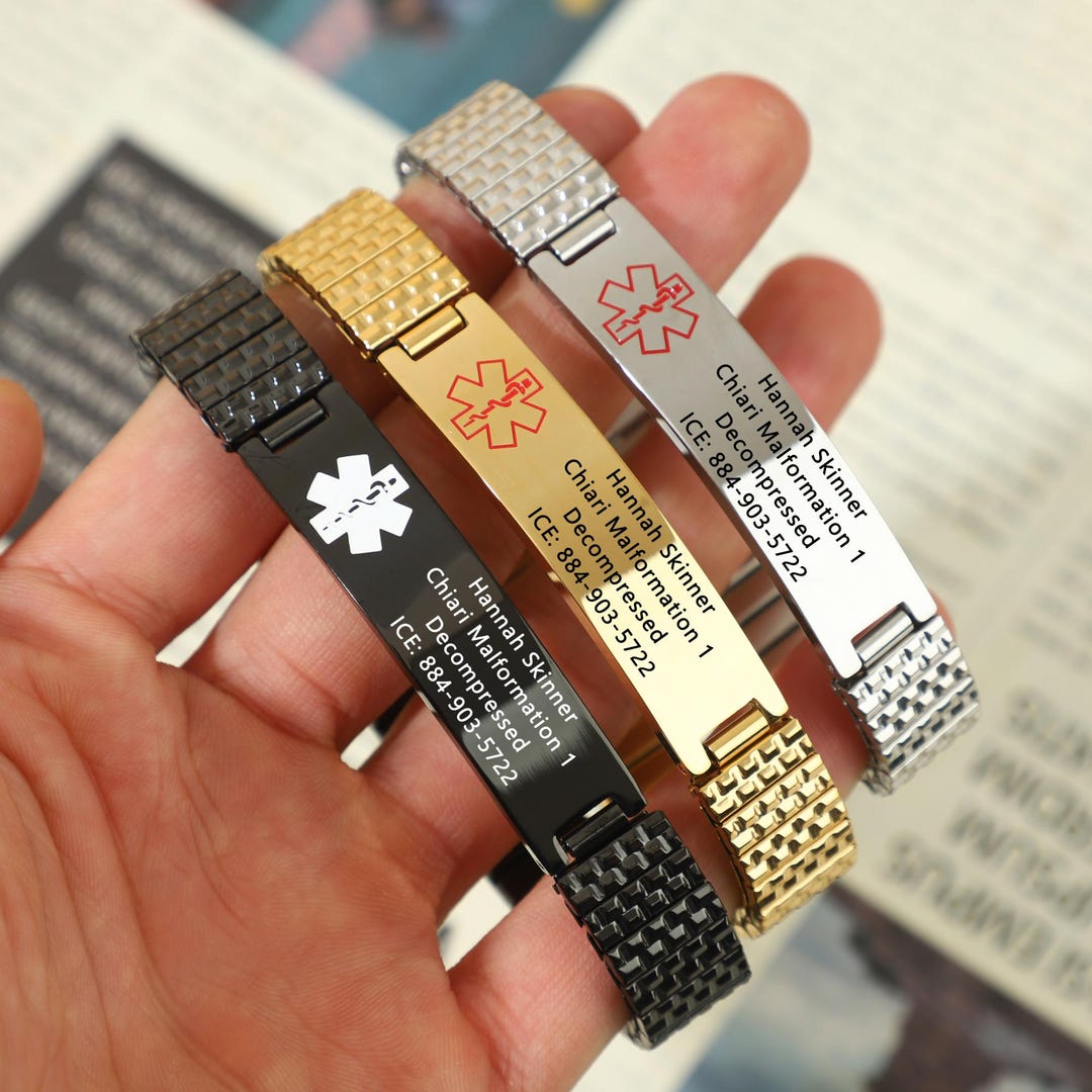 Personalized Medical Alert Bracelet,custom Stainless Steel Chain First ...