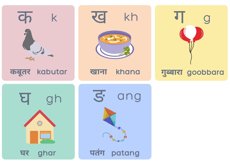 Buy Hindi Alphabets Printable Hindi Letters and Words With English ...