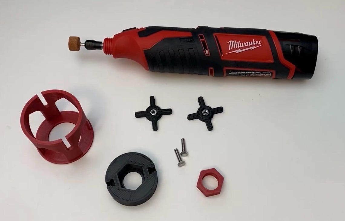 3D Printable Adjustable Router Conversion Kit for Milwaukee Rotary Tool ...