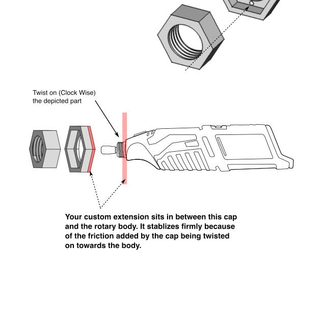 3D Printable Guided Extension Cap for Milwaukee Rotary Tool 2460-20 - Etsy