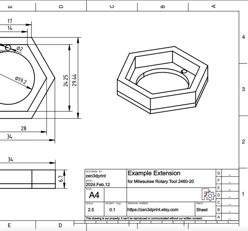 3D Printable Guided Extension Cap for Milwaukee Rotary Tool 2460-20 - Etsy