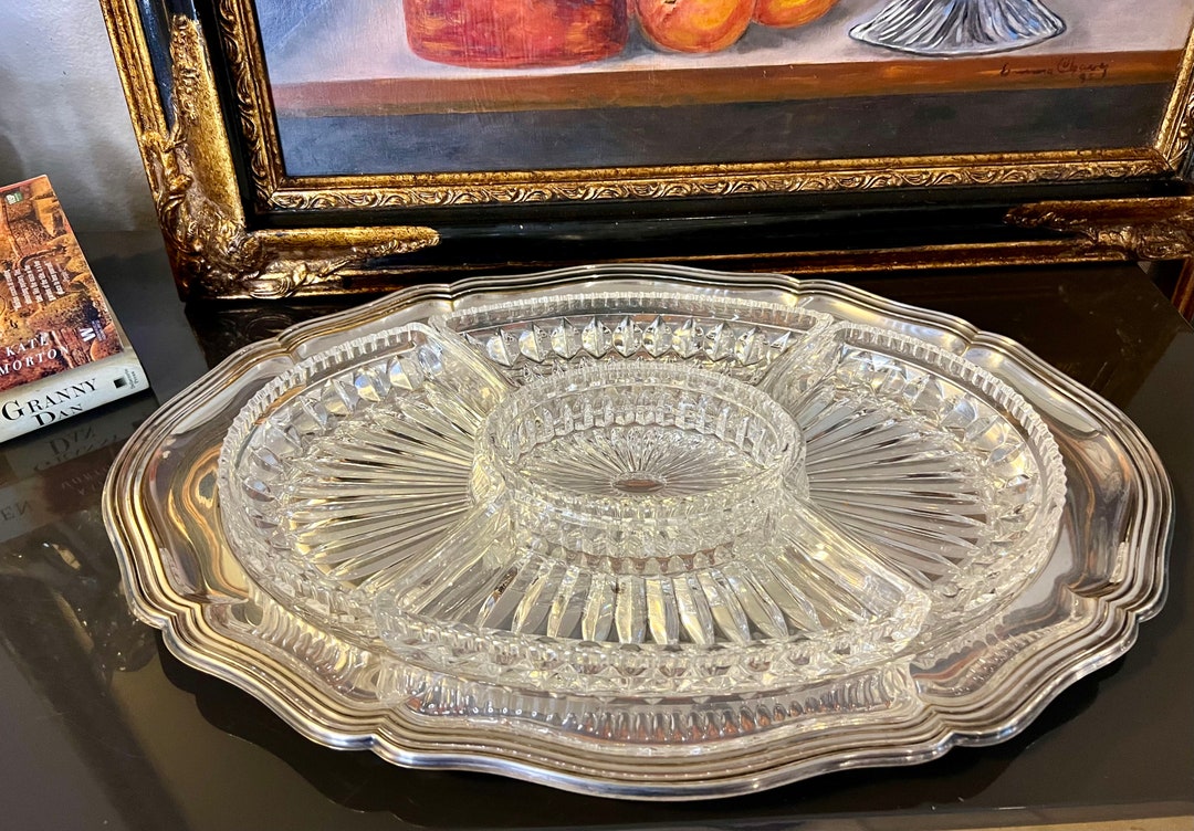 Vintage Oval Silver Condiment Dish With 5 Crystal Inlays - Etsy