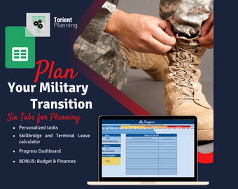 Military Transition Planning Spreadsheet Personalized Tasks, Progress ...