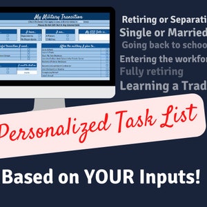 Military Transition Planning Spreadsheet | Personalized Tasks, Progress ...