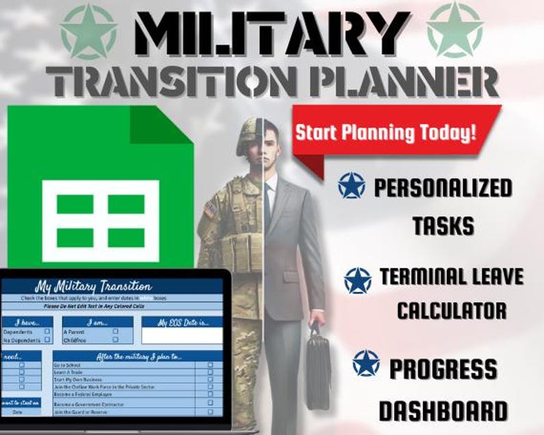 Military Transition Planning Spreadsheet | Personalized Tasks, Progress ...