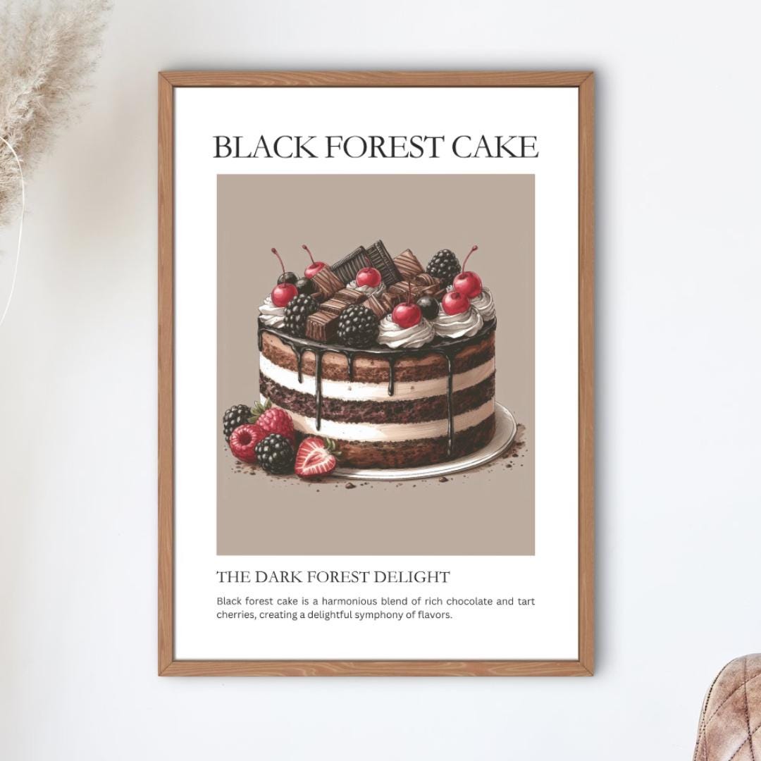 DIGITAL DOWNLOAD - Black Forest Cake, Kitchen Decor, Home Decor ...