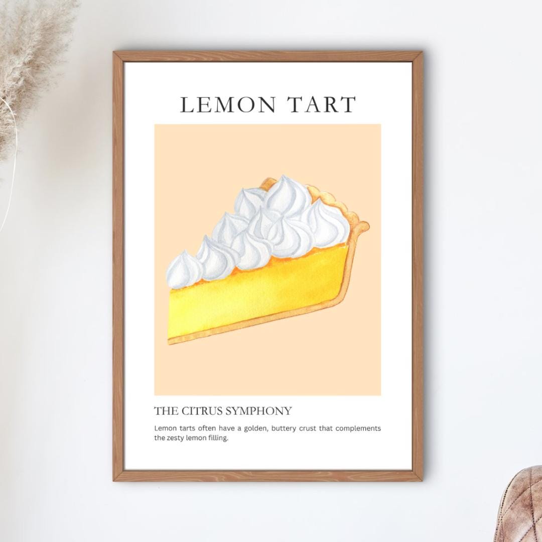 DIGITAL DOWNLOAD Lemon Tart, Kitchen Decor, Home Decor, Dessert Art ...