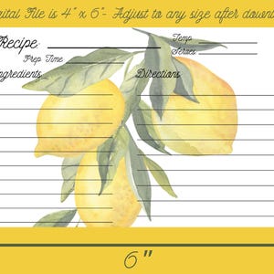 Lemon Recipe Cards (printable) - Etsy