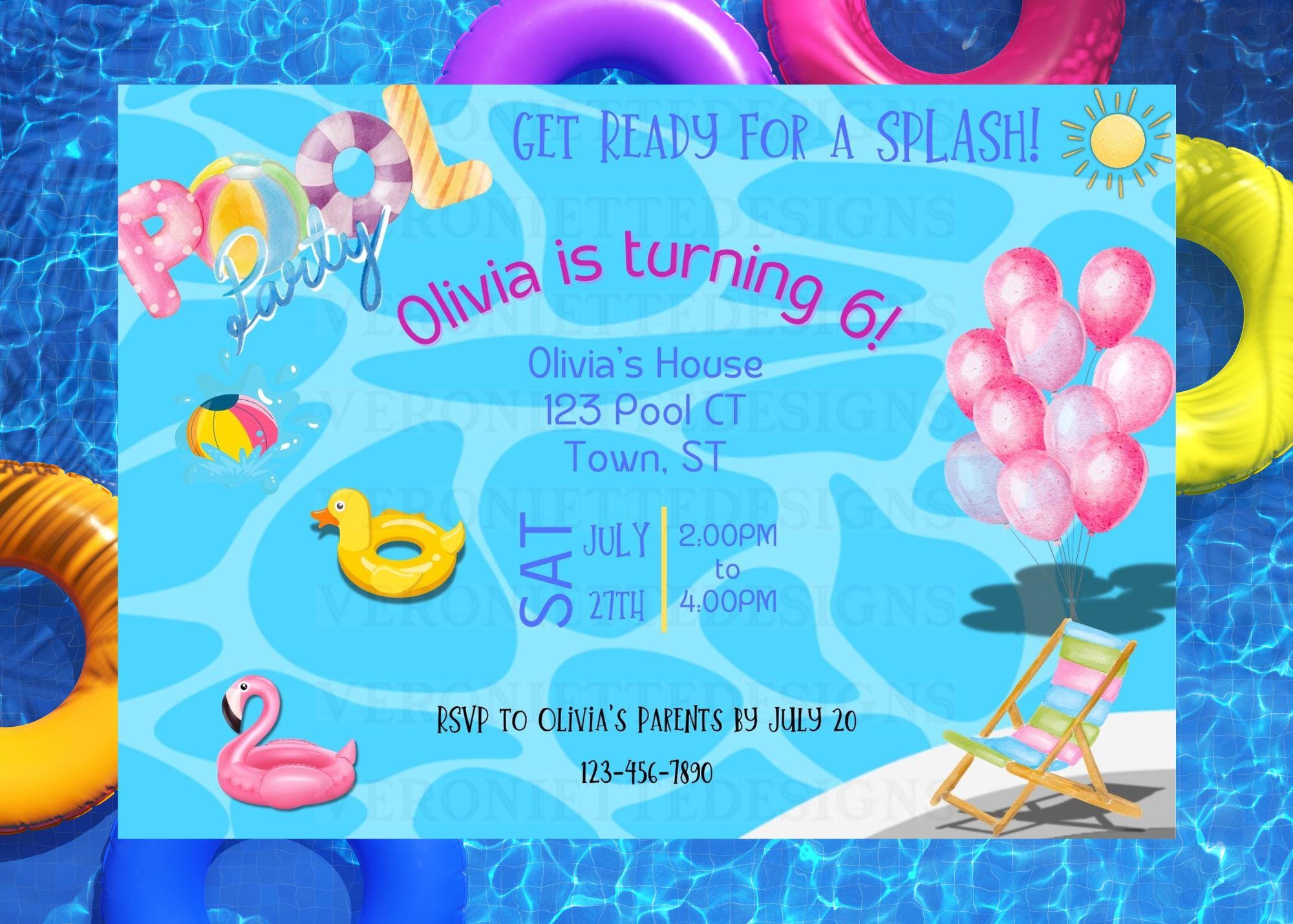 Customizable Pool Party Invitation - Etsy