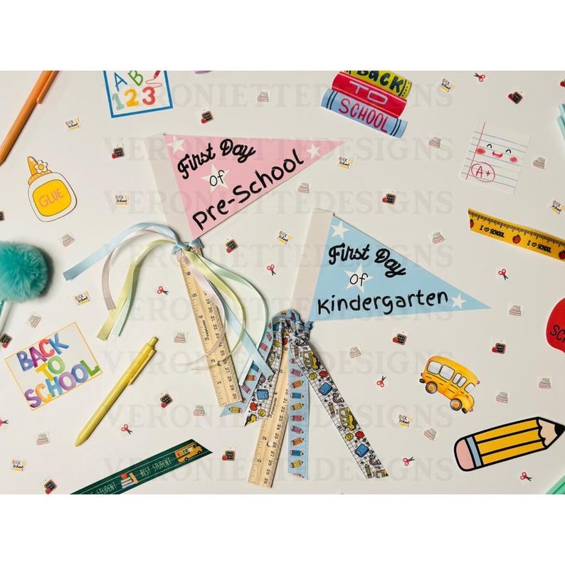Back to School Printable Pennant Flags and Graphics - Etsy