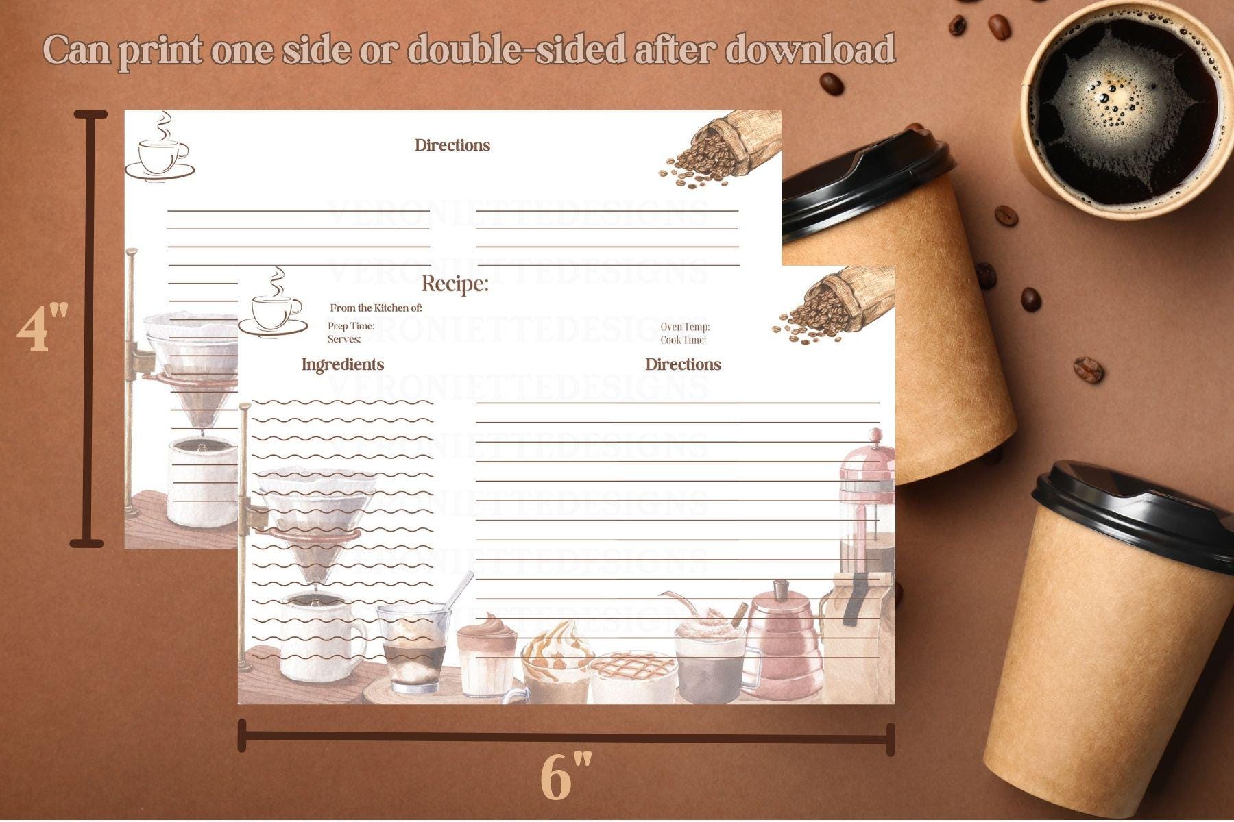 Coffee Shop Themed Recipe Cards (printable) - Etsy