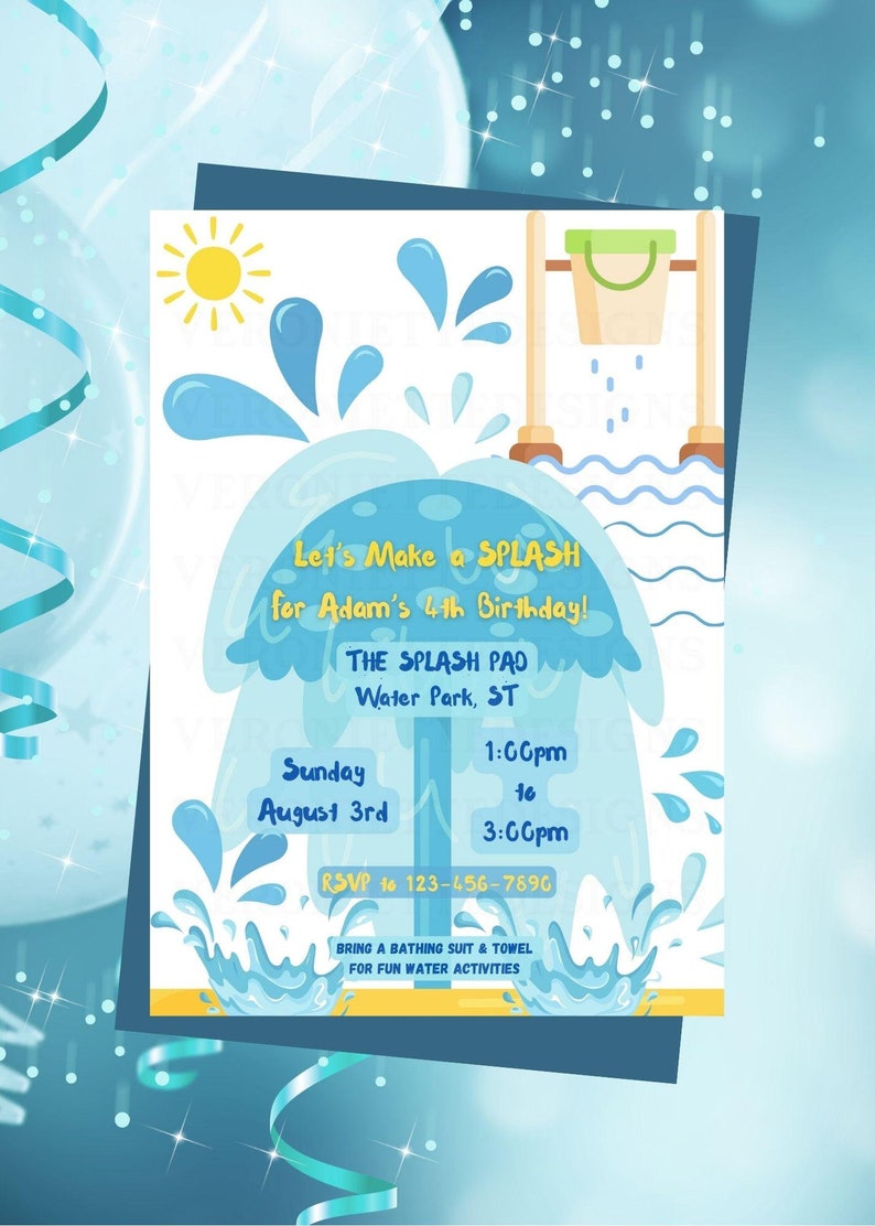 Splash Pad Birthday Invitation - Etsy