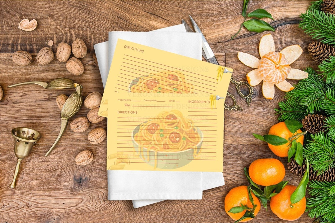 Spaghetti Recipe Cards (printable) - Etsy