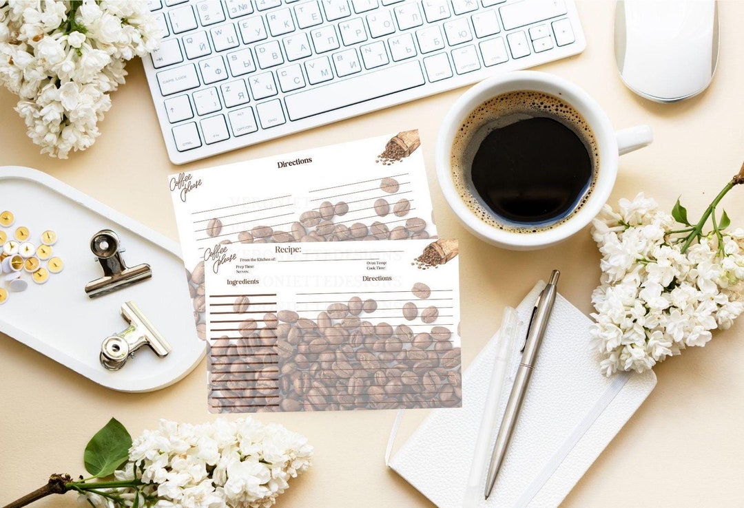 Coffee Bean Themed Recipe Cards (printable) - Etsy
