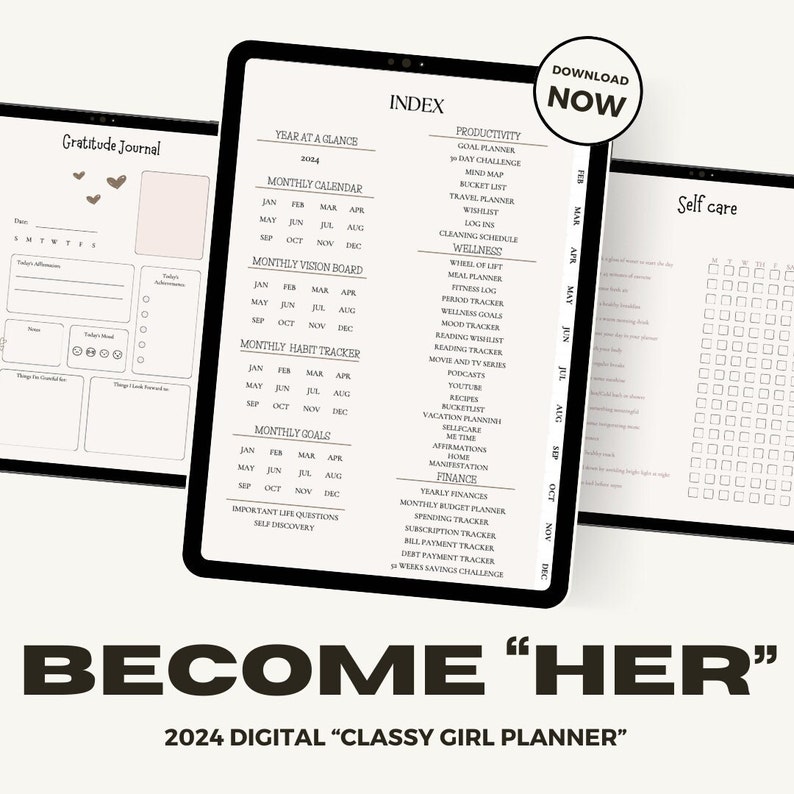 Classy Girl Planner 2024 Monthly & Weekly Calendar Digital Planner Good ...