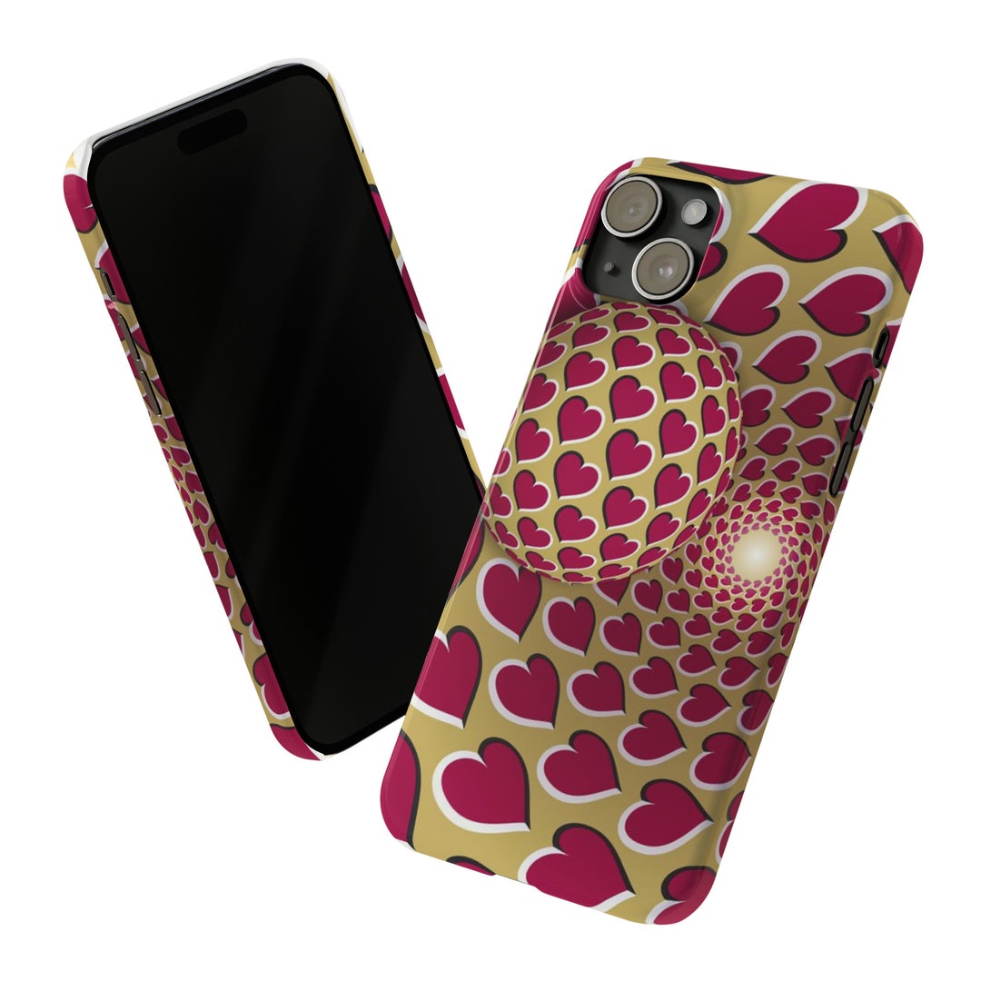 Slim Phone Cases Optical Illusion Moving Hearts - Etsy