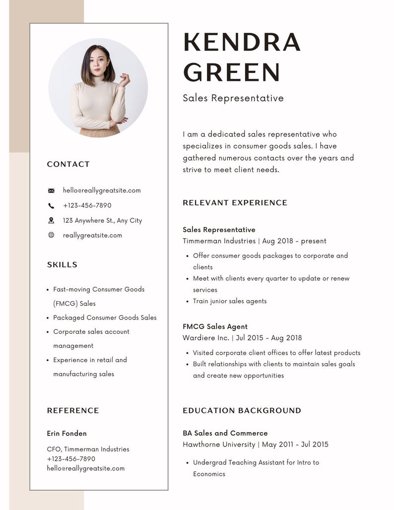 Modern Professional Resume Template Canva - Etsy