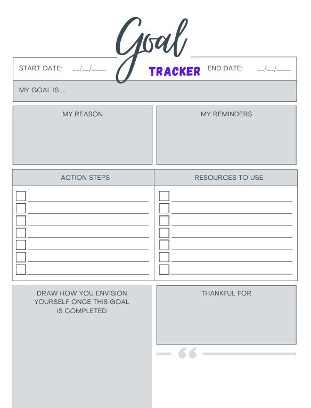 Goal Tracker Personalized Canva Template - Etsy