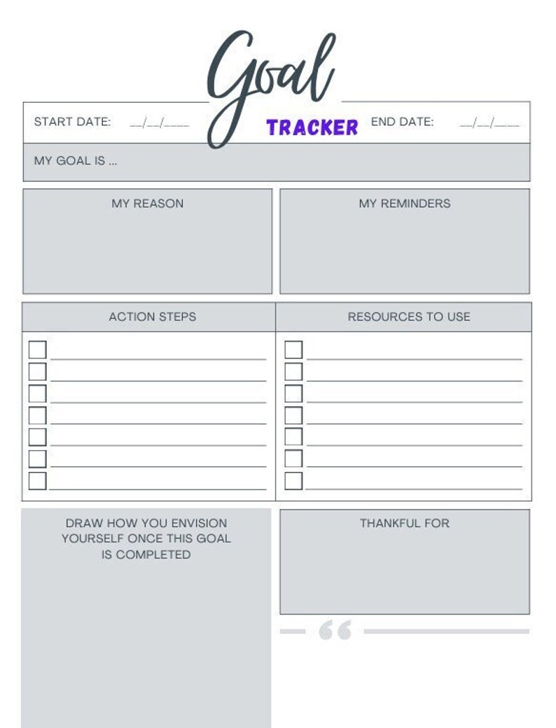 Goal Tracker Personalized Canva Template - Etsy