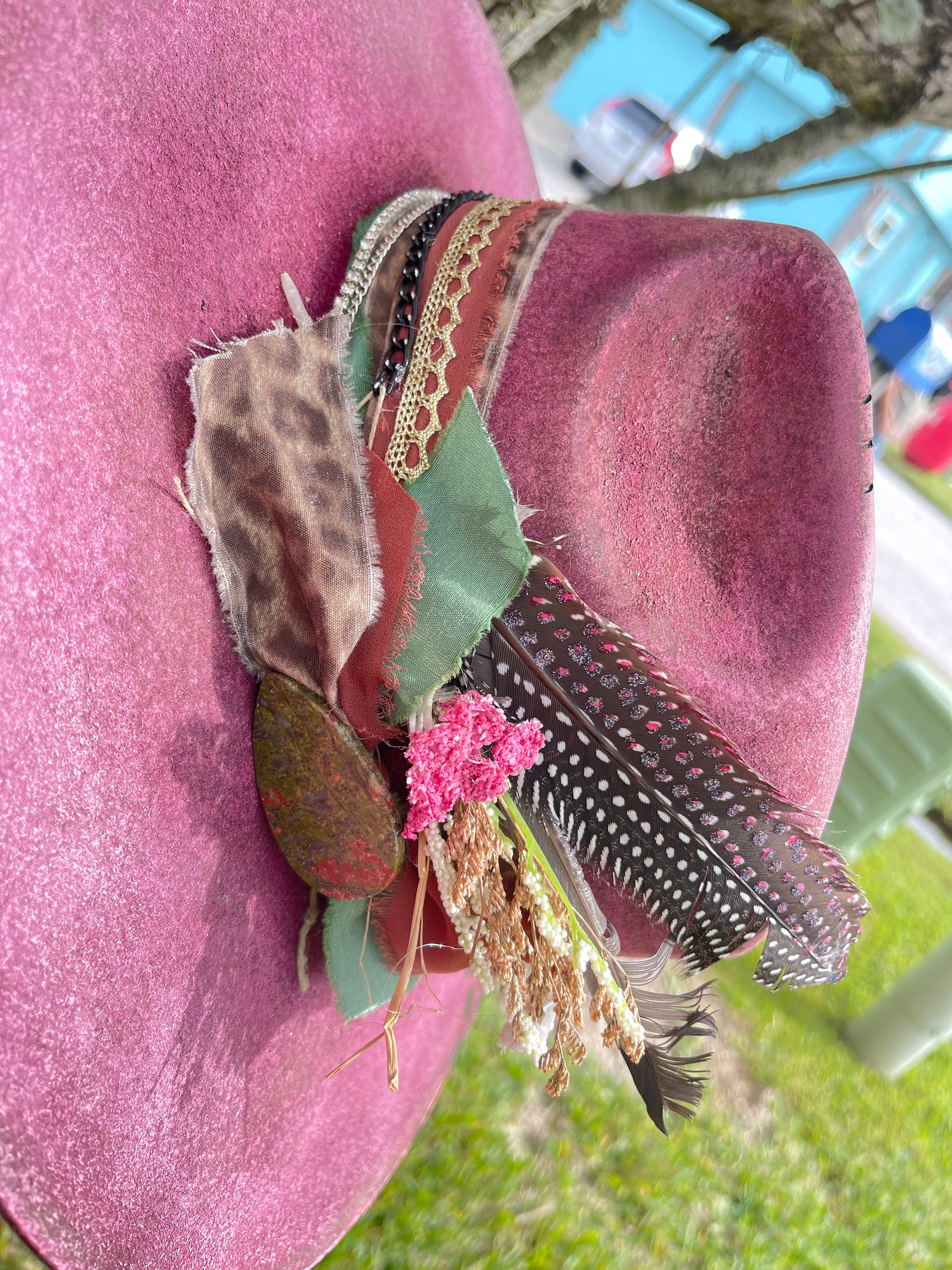 Berry Pink Glitter Burned Burnt Cheetah Flat Brim Western Fedora Hat ...
