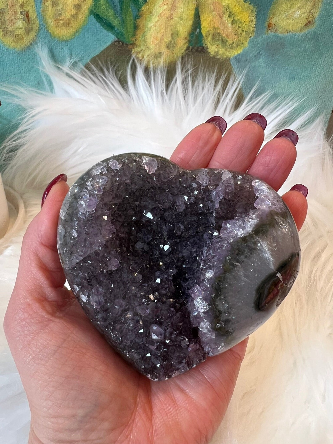 3.4 Amethyst Heart Geode 1044, Amethyst Cluster, Gift for Her - Etsy