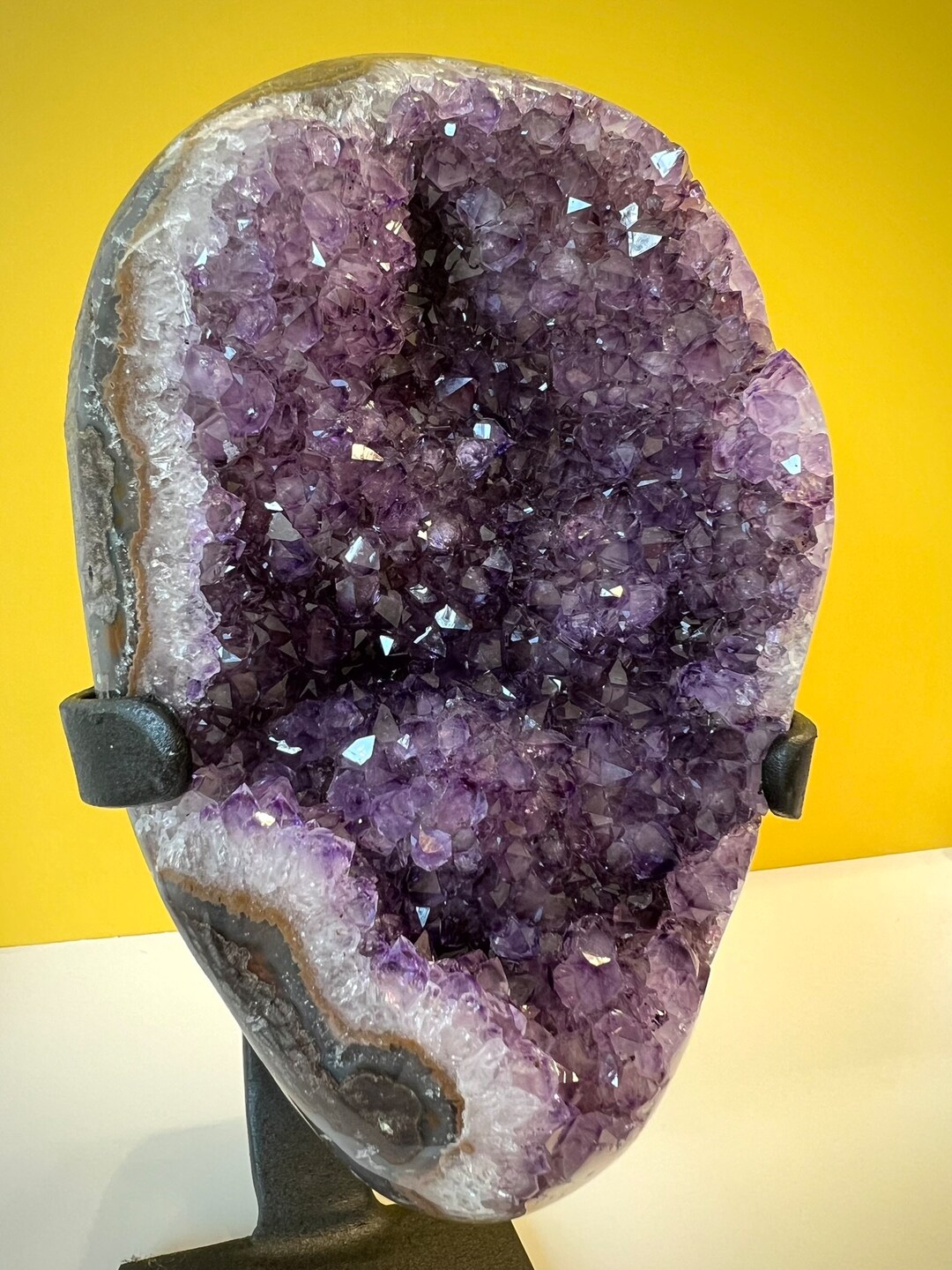5.9" Tall Amethyst Cluster Geode on Stand (#1056), With Stand, 9.5 ...