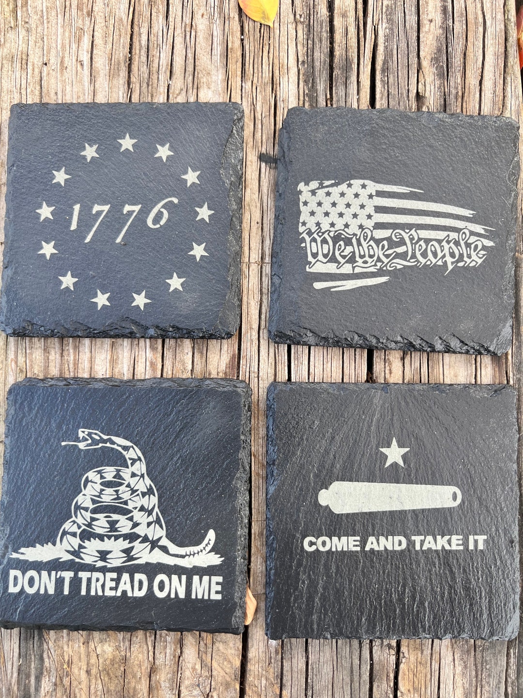 Laser Engraved Slate Coasters Set of 4 Patriotic - Etsy