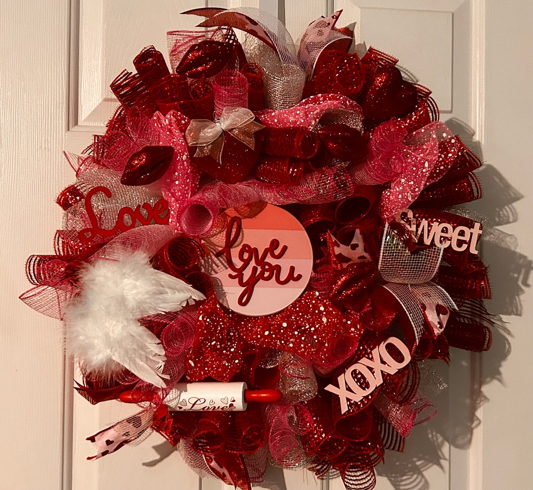 Love You Valentines Wreathxoxo Wreath, Red Ribbon, Valentine's Ribbon ...
