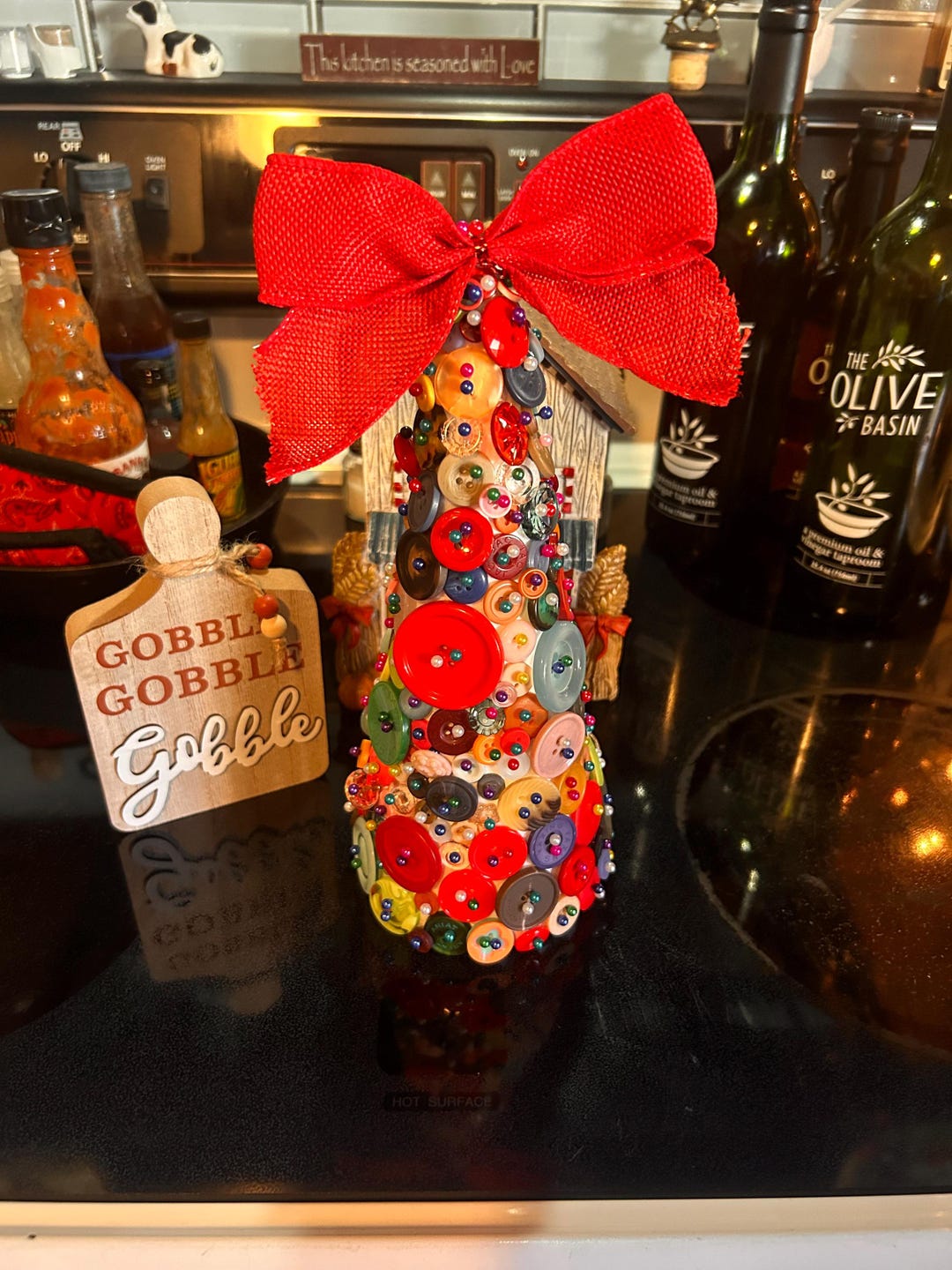 Pretty, Colorful Button Tree. Christmas Tree Made Out of Buttons With a ...