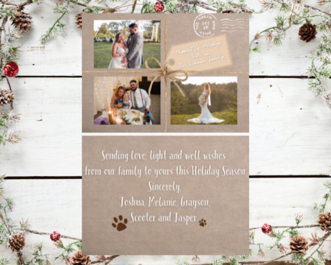 Holiday Family Card, Christmas Card, Seasons Greetings Card, Template ...