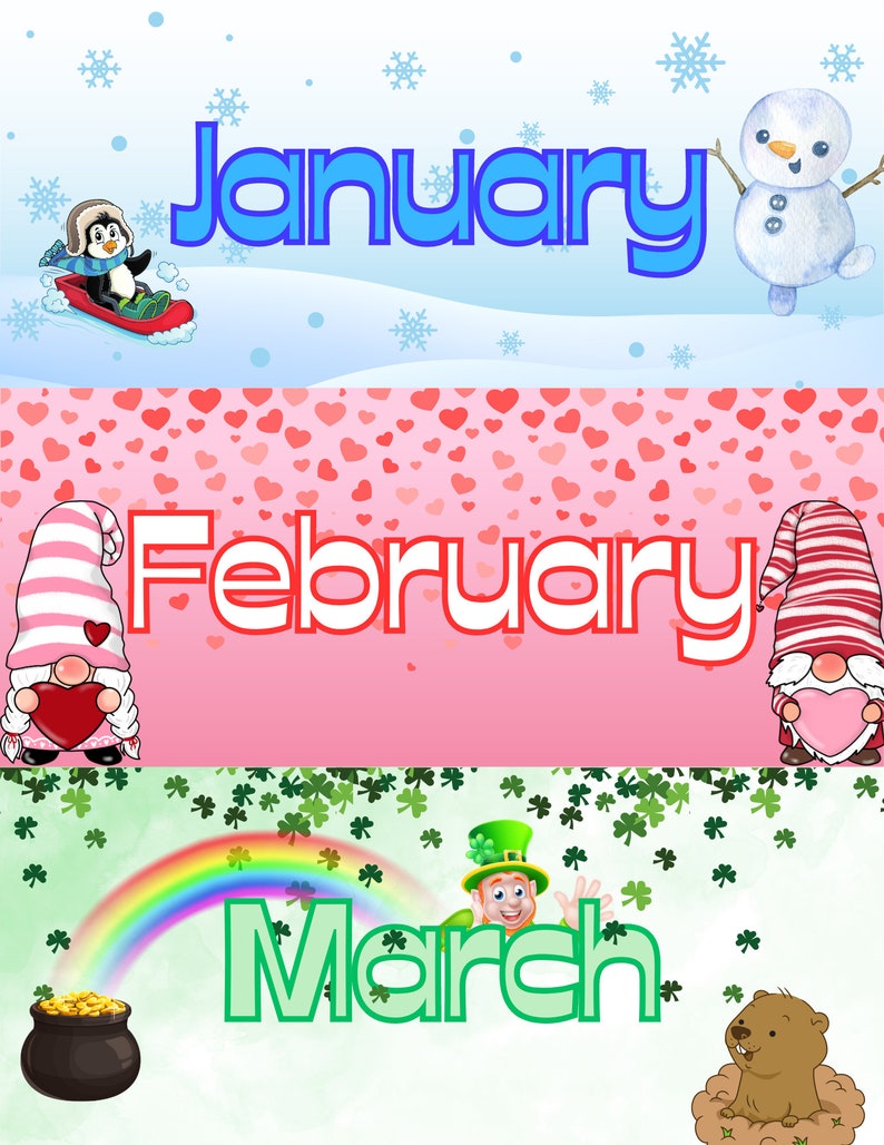 Months of the Year, Holidays, Educational, Learning, for Toddlers or ...