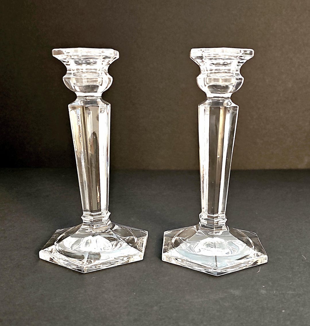 Mikasa Crystal "cambridge" 6 1/2 Inches Tall Candlesticks - Etsy