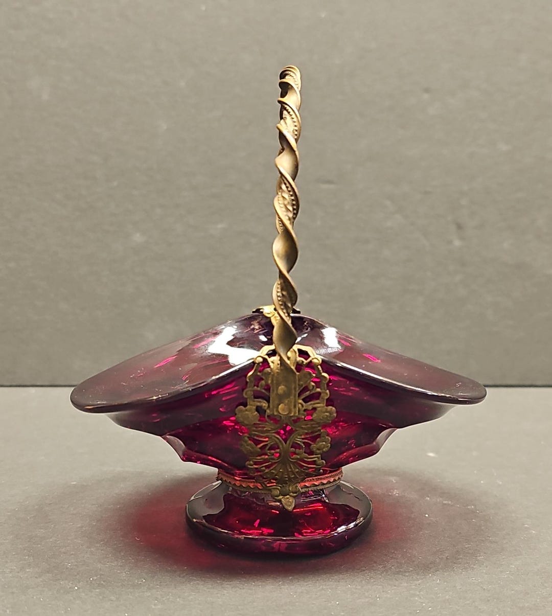 Ruby Red Candy Basket With Filigree Handle - Etsy