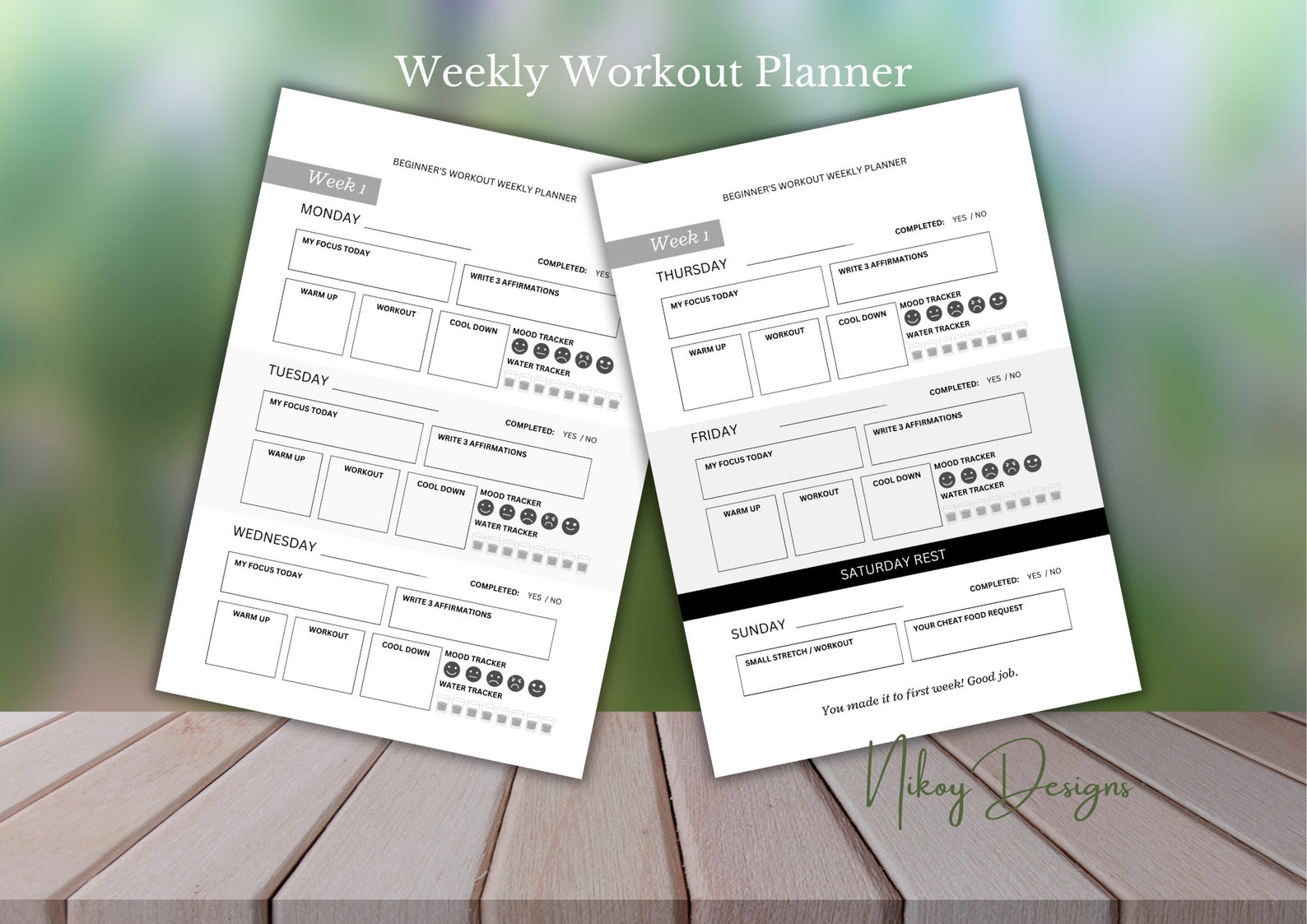 Printable Fitness Workout Planner 2024 , Weekly Fitness Planner 2024, 5 ...